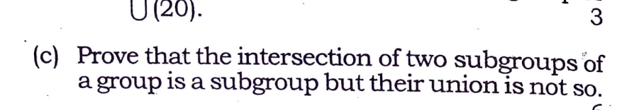 Solved (c) ﻿Prove that the intersection of two subgroups of | Chegg.com