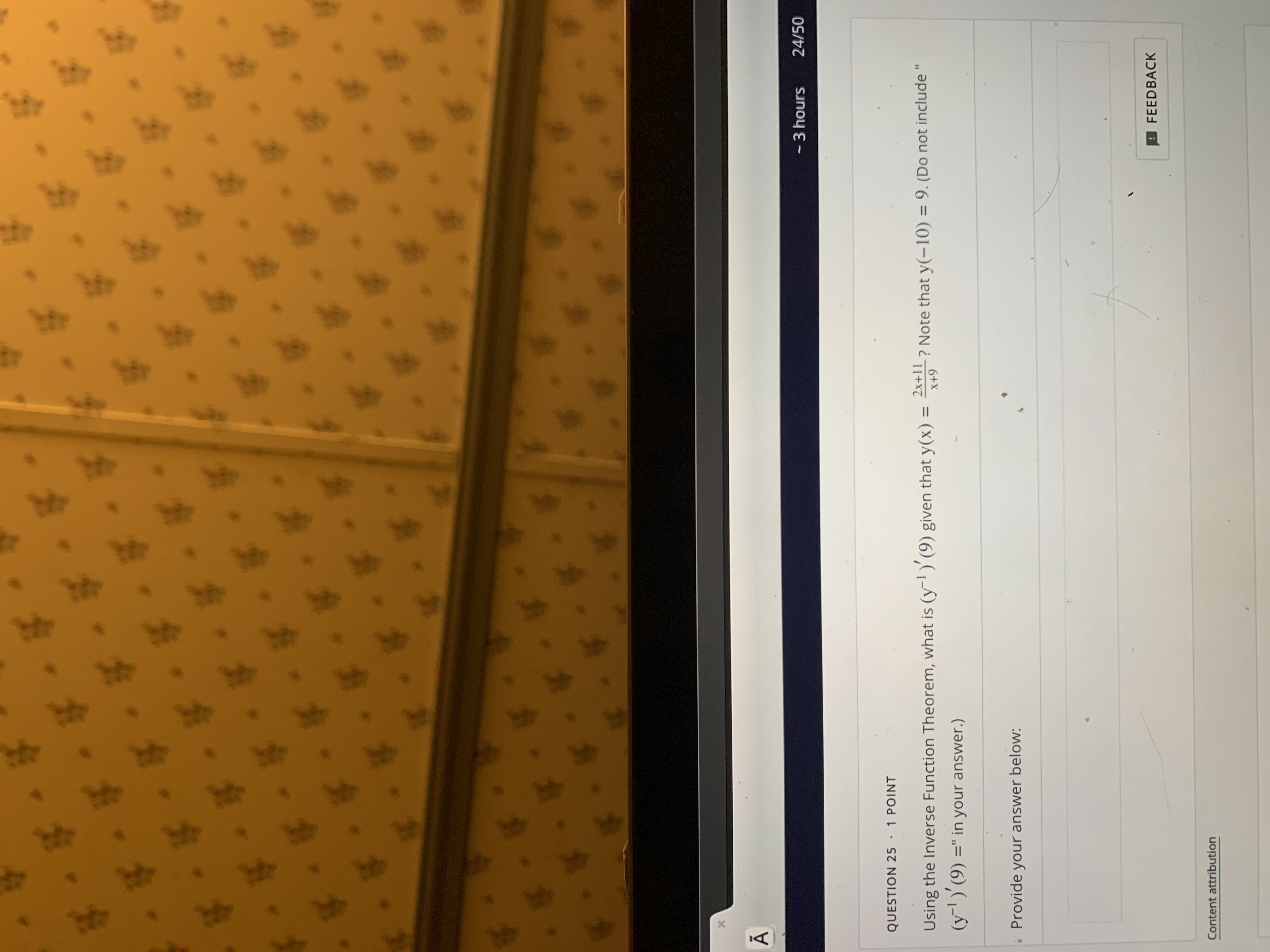 Solved QUESTION 25 * 1 ﻿POINTUsing the Inverse Function | Chegg.com