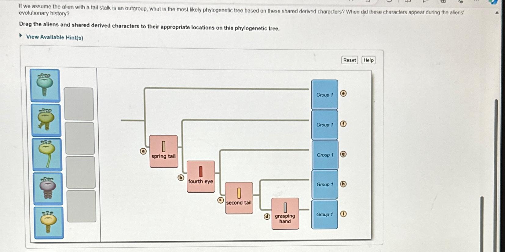 Solved evolutionary history?Drag the aliens and shared | Chegg.com