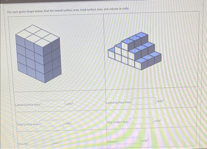 Solved For each given shape below, find the lateral surface | Chegg.com