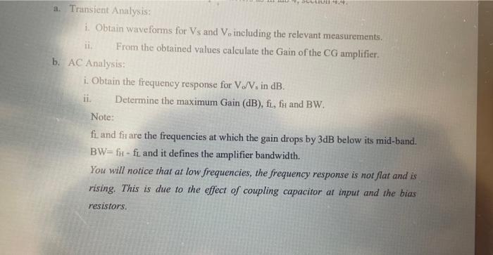 Single Stage MOS Amplifiers This experiment involves | Chegg.com