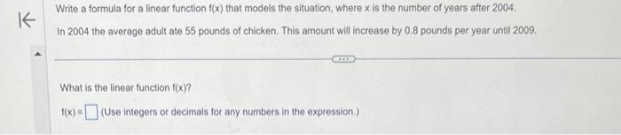 Solved Write a formula for a linear function f(x) that | Chegg.com