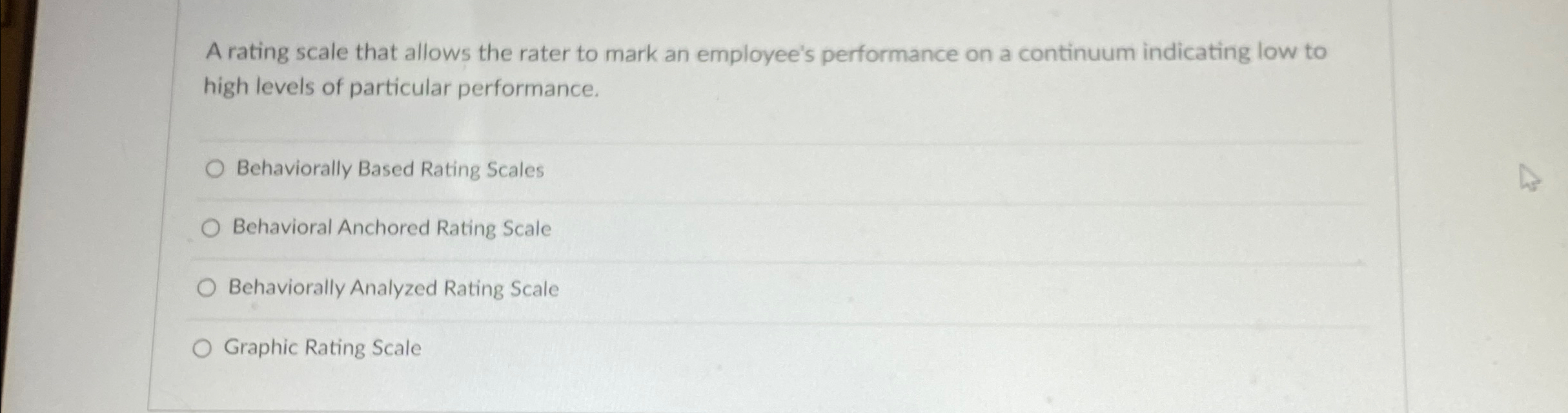 Solved A rating scale that allows the rater to mark an | Chegg.com