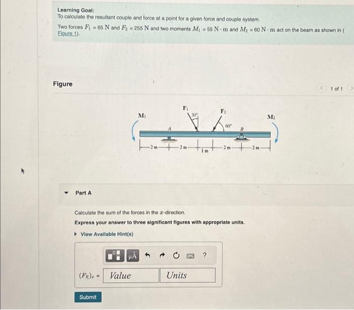 Solved Learning Goal: To calculate the resultant couple and | Chegg.com