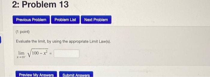 Solved Evaluate the limit, by using the appropriate Limit | Chegg.com