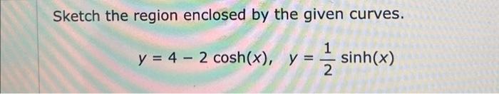 find the area of the region? y = 4 - 2 cosh(x), y= | Chegg.com