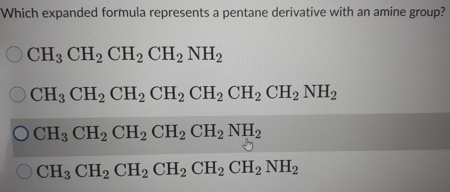 Solved Which expanded formula represents a pentane | Chegg.com