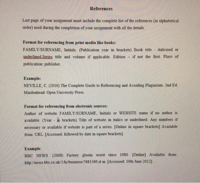 the assignment require references, please support. | Chegg.com