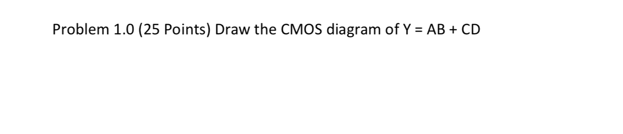 Solved Problem 1.0 (25 ﻿Points) ﻿Draw the CMOS diagram of | Chegg.com