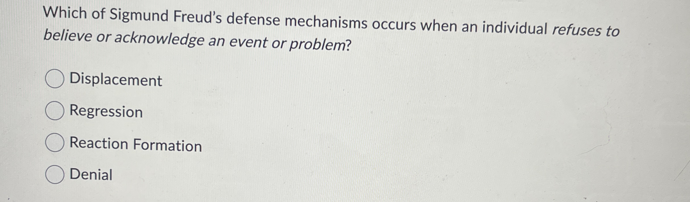 Solved Which of Sigmund Freud's defense mechanisms occurs | Chegg.com