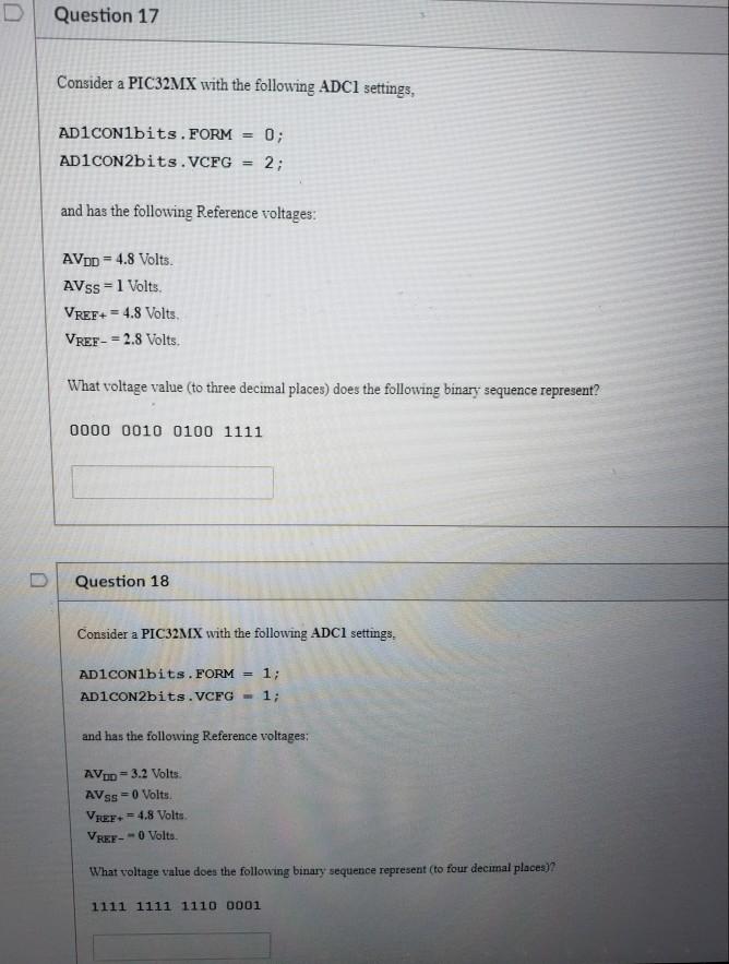 Solved D Question 17 Consider a PIC32MX with the following | Chegg.com