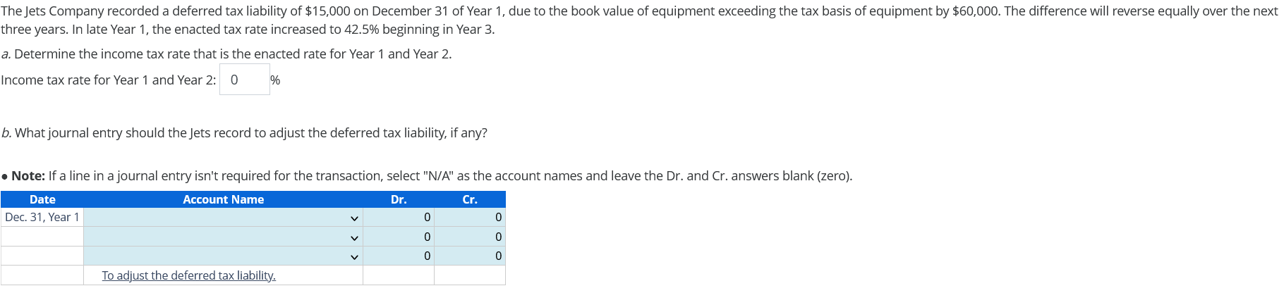 Solved The Jets Company recorded a deferred tax liability of | Chegg.com