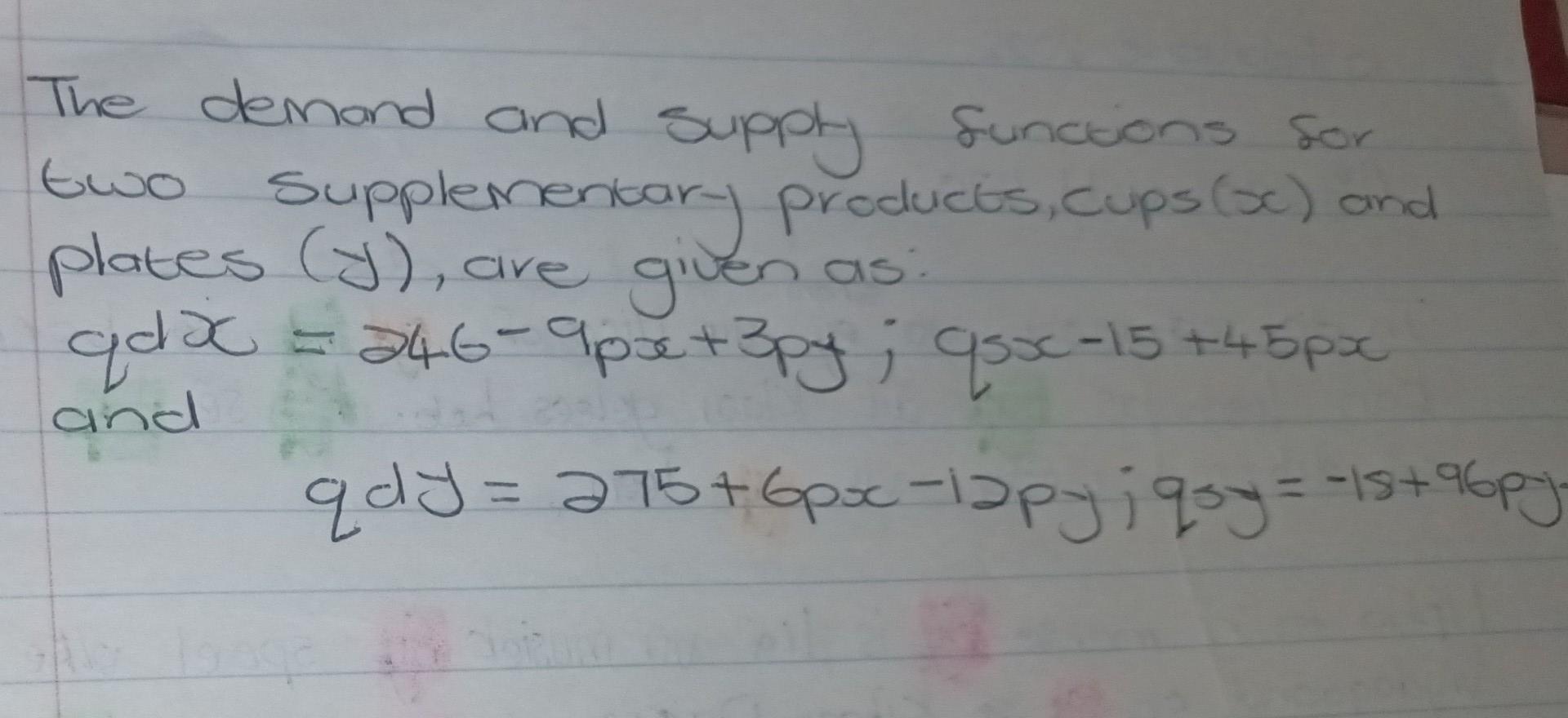 Solved The demand and suppty funcions for two supplementar-y | Chegg.com