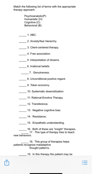 Match the following list of terms with the | Chegg.com