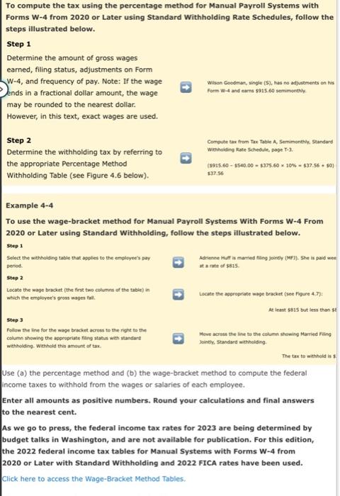 Use (a) the percentage method and (b) the | Chegg.com