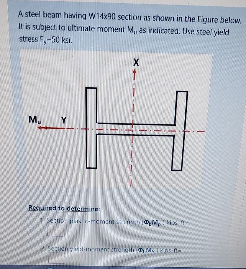 Solved A steel beam having W14x90 section as shown in the | Chegg.com