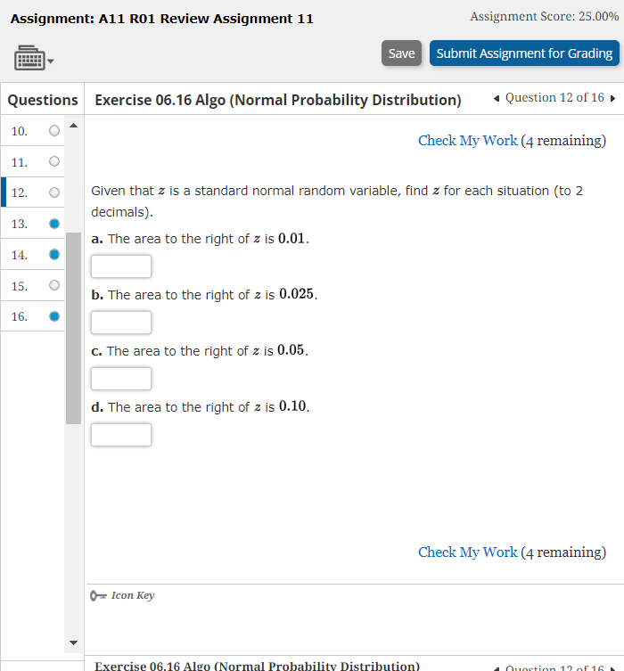Solved Given that z is a standard normal random variable, | Chegg.com