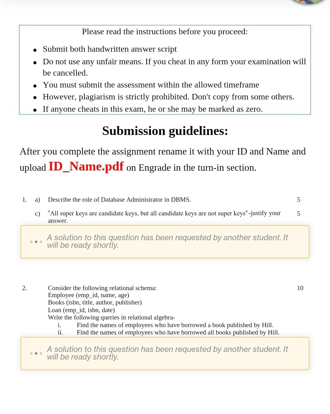 Solved Please read the instructions before you proceed: - | Chegg.com