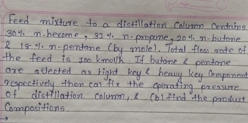 Solved Feed mixture to a distillation column contains | Chegg.com