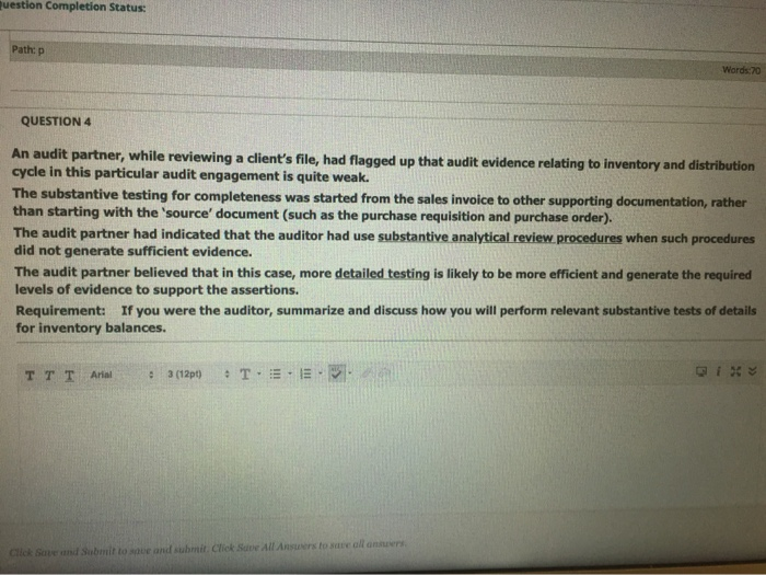 Solved uestion Completion Status: Path:p Words:70 QUESTION 4 | Chegg.com