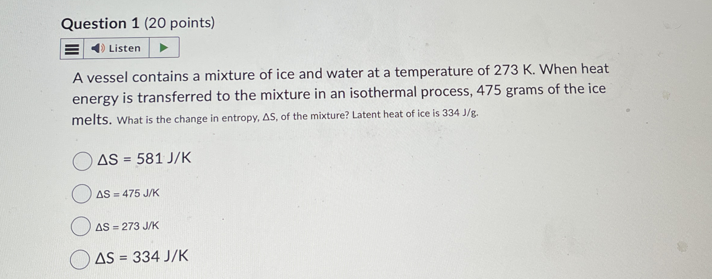 Solved Question 1 (20 ﻿points)ListenA vessel contains a | Chegg.com