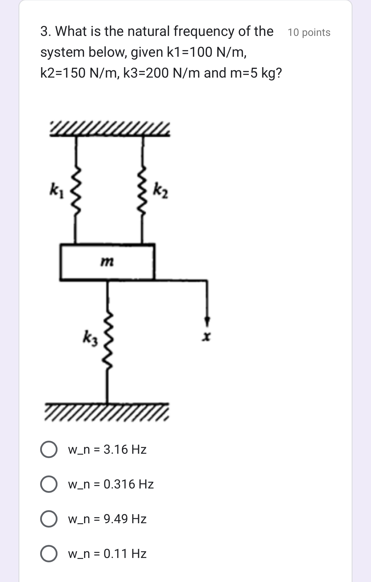Solved What is the natural frequency of the10 ﻿points system | Chegg.com