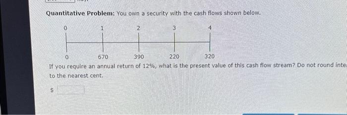 Solved Quantitative Problem: You own a security with the | Chegg.com