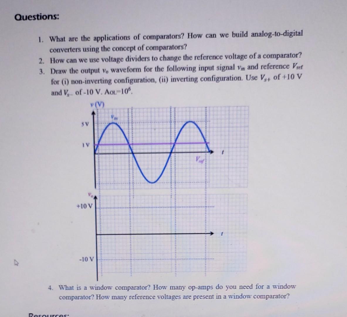 Solved Name of experiments : Study of basic comparator | Chegg.com