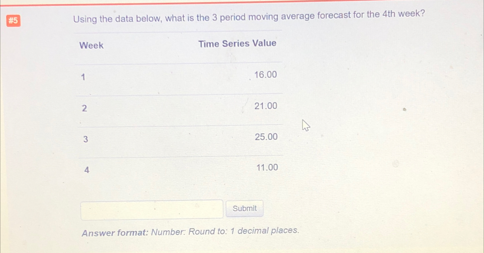 Solved #5Using the data below, what is the 3 ﻿period moving | Chegg.com