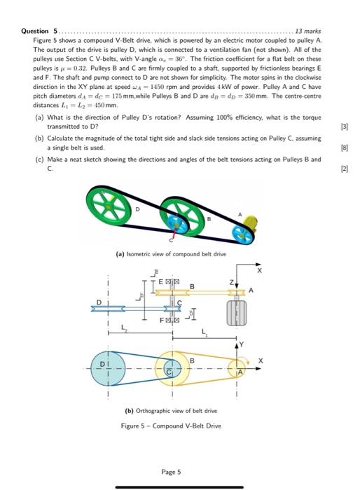 Solved Question 5 13 marks Figure 5 shows a compound V-Belt | Chegg.com