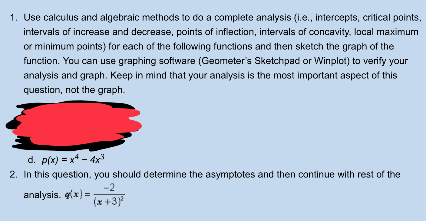 Solved Use calculus and algebraic methods to do a complete | Chegg.com