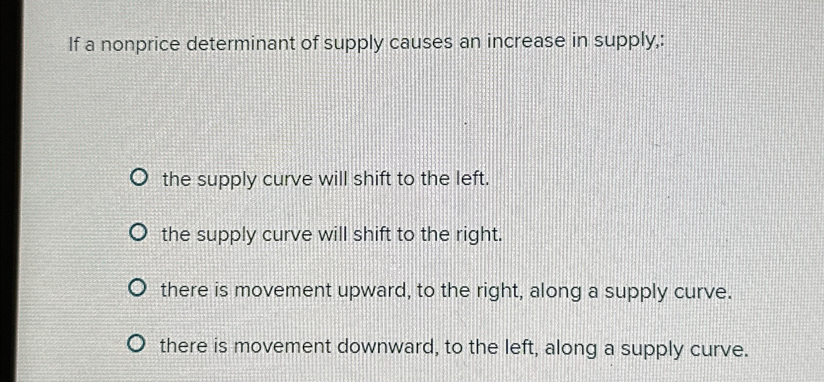 Solved If a nonprice determinant of supply causes an | Chegg.com