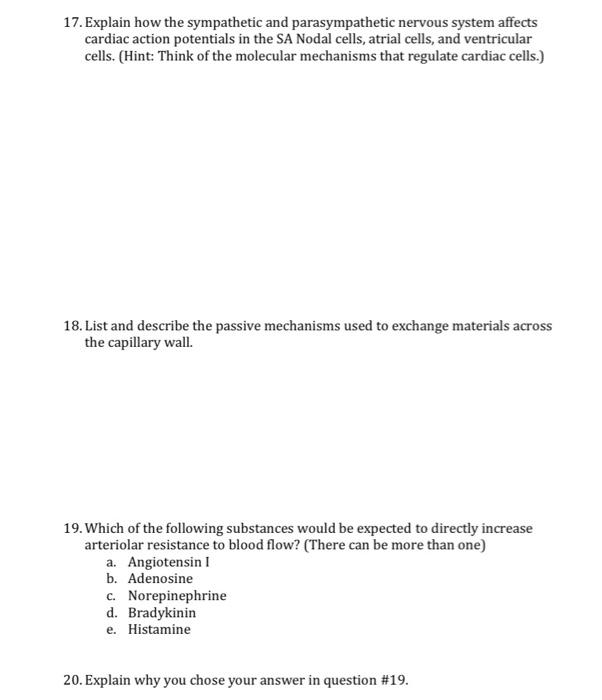 Solved 17. Explain how the sympathetic and parasympathetic | Chegg.com
