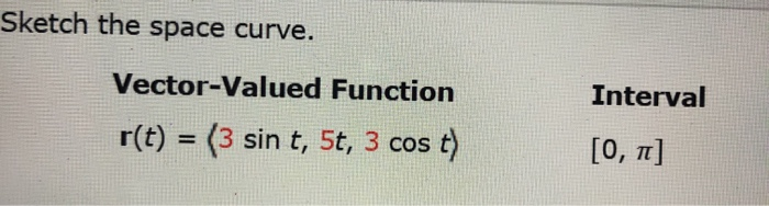 Solved Sketch the space curve. Vector-Valued Function | Chegg.com