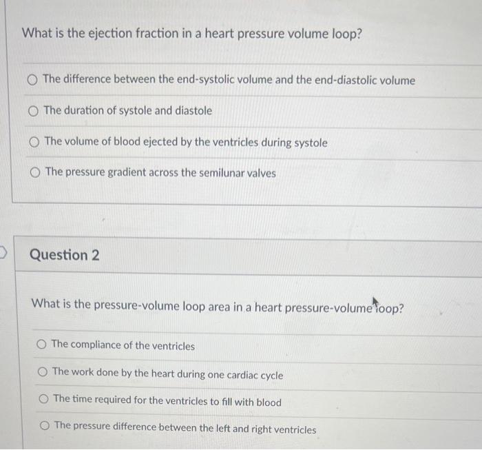 Solved What is the ejection fraction in a heart pressure | Chegg.com