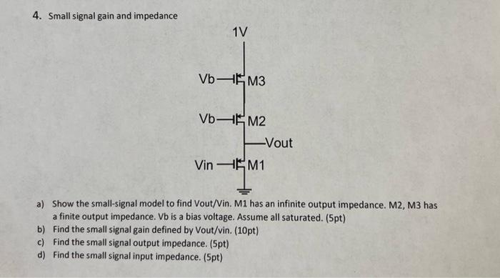 Solved 4. Small signal gain and impedance a) Show the | Chegg.com