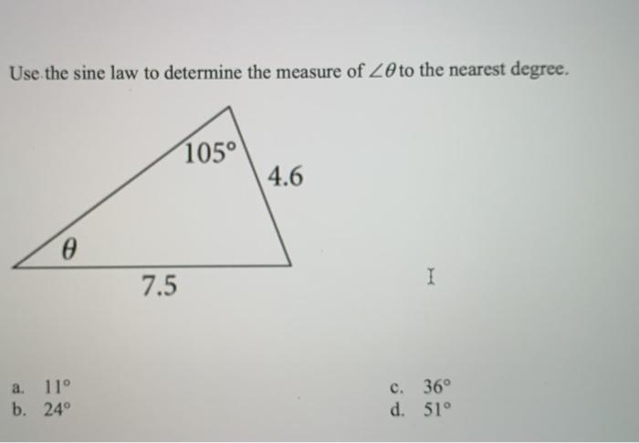 Solved Use the sine law to determine the measure of Ze to | Chegg.com