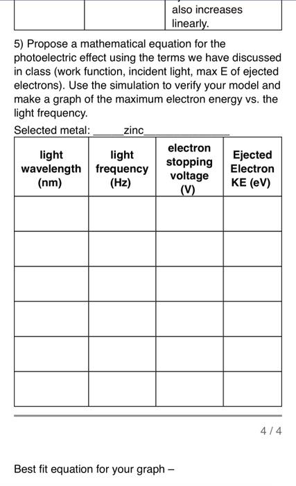 Lab 11 - The PhotoElectric Effect PhET Lab Today, you | Chegg.com
