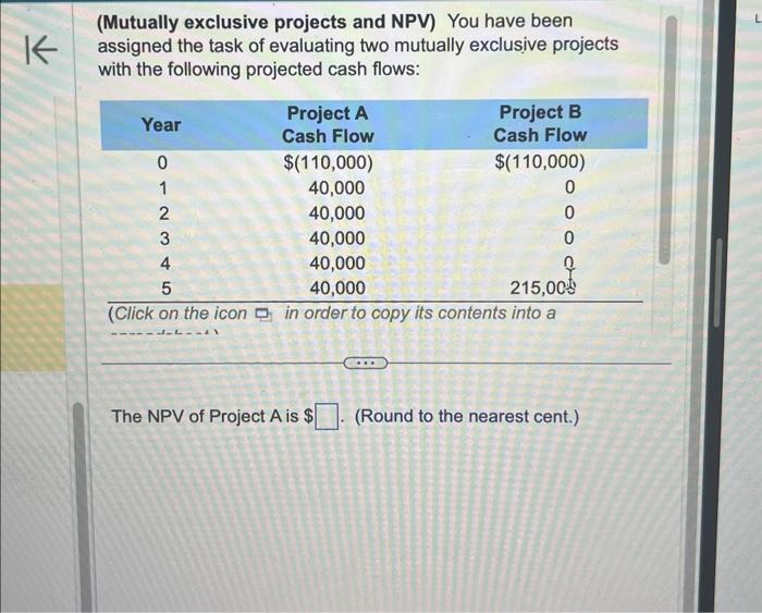 Solved (Mutually exclusive projects and NPV) You have been | Chegg.com