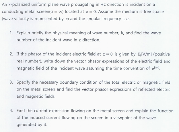 Solved An x-polarized uniform plane wave propagating in +z | Chegg.com