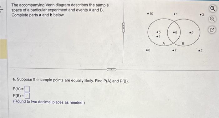 Solved The accompanying Venn diagram describes the sample | Chegg.com