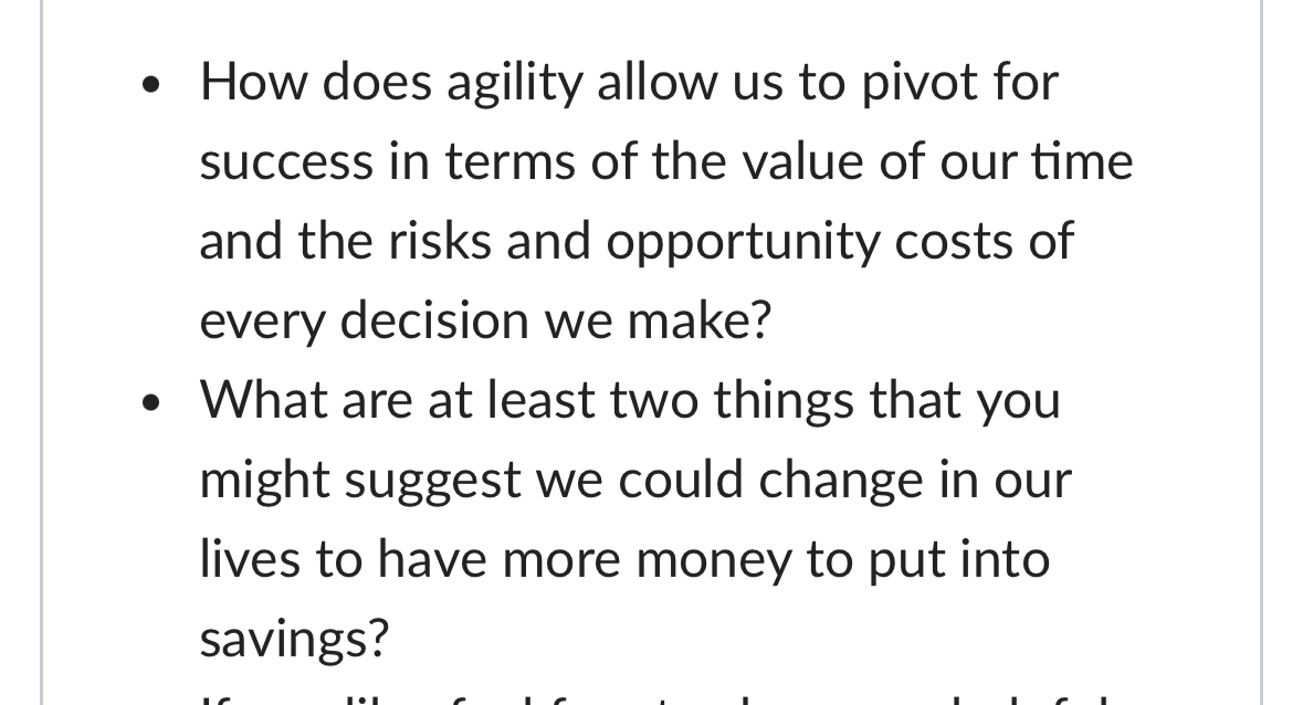 Solved How does agility allow us to pivot for success in | Chegg.com