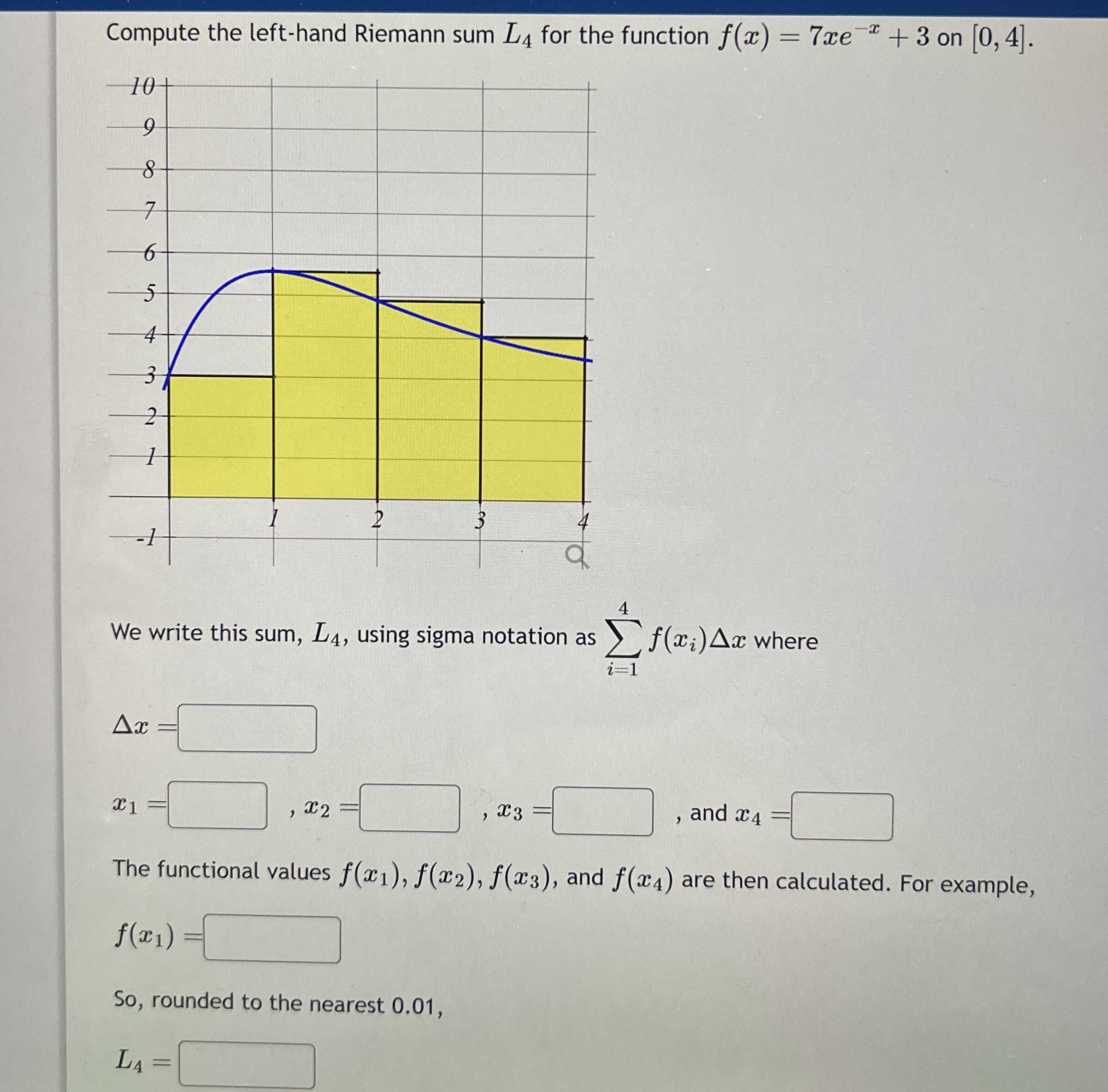 Solved Compute the left-hand Riemann sum L4 ﻿for the | Chegg.com