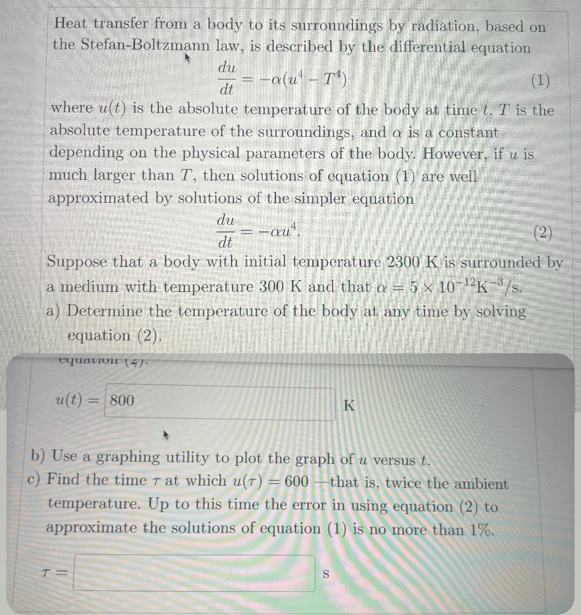 Solved equavion .u(t)=Kb) ﻿Use a graphing utility to plot | Chegg.com