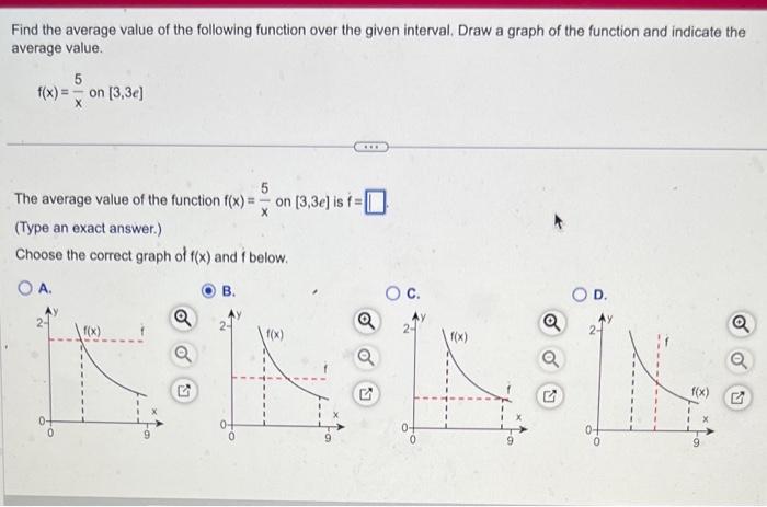Solved Find the average value of the following function over | Chegg.com