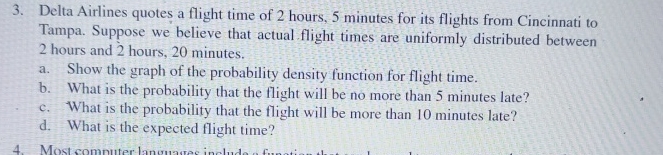 Solved Delta Airlines quotes a flight time of 2 ﻿hours, 5 | Chegg.com