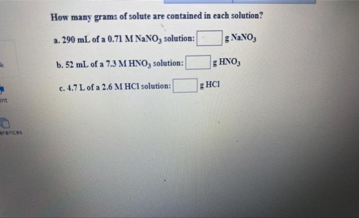 Solved How many grams of solute are contained in each | Chegg.com
