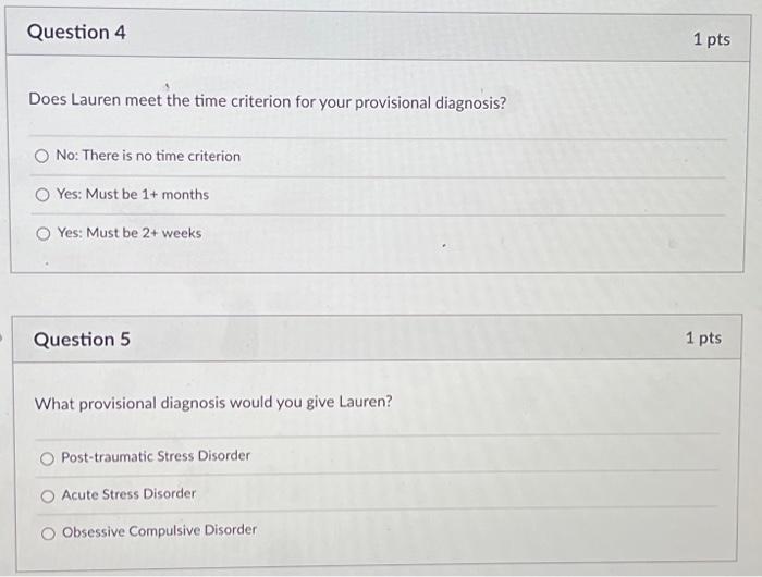 Solved What areas of functioning does Lauren show impairment | Chegg.com