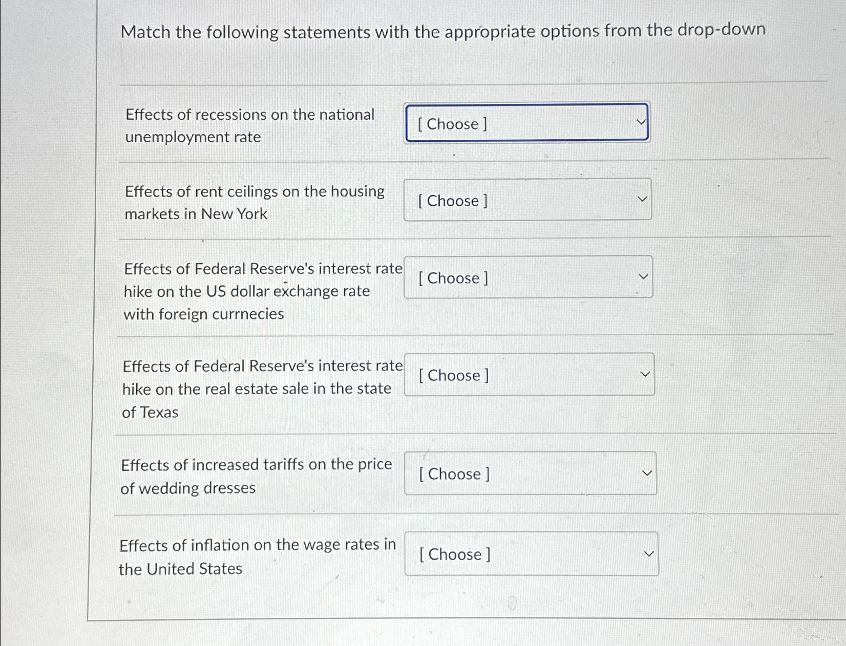 Solved Match the following statements with the appropriate | Chegg.com