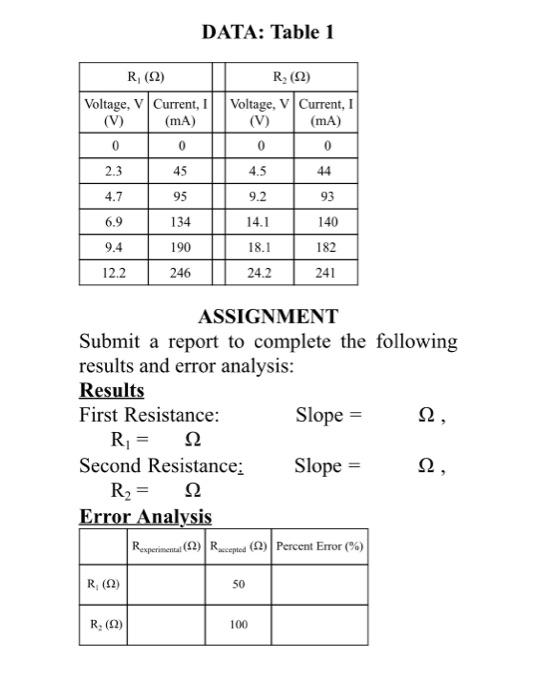 Solved DATA Table 1 & 2: Resistors in Series and Parallel | Chegg.com